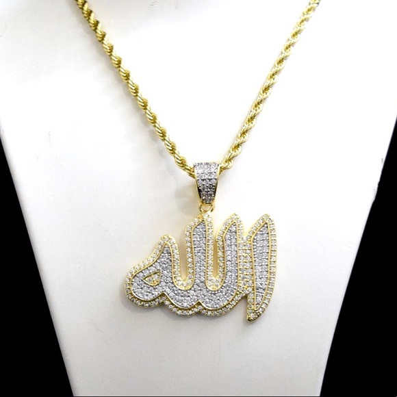 Accessories | 14k Gold Lab Diamond Iced Out Allah Charm Chain | Poshmark